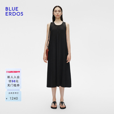 BLUE ERDOS夏季舒适莱赛尔气质无袖连衣裙小黑裙B255I4006