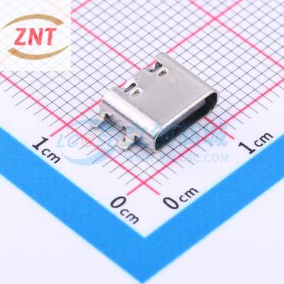 TYPE-C 6P母座 4脚全贴USB HC-TYPE-C-6P-01QT SMD HCTL/华灿天禄