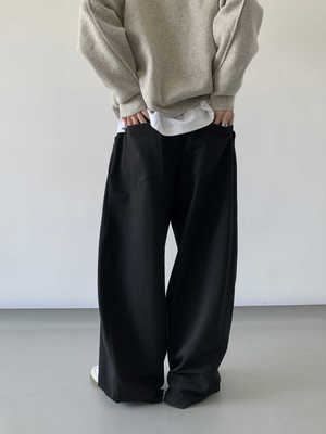 WEERE黑色复古高级感阔腿裤宽松