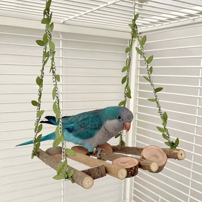 Natural Branch Bird Swing Parrot Toys Climbing Boardwalk Bir