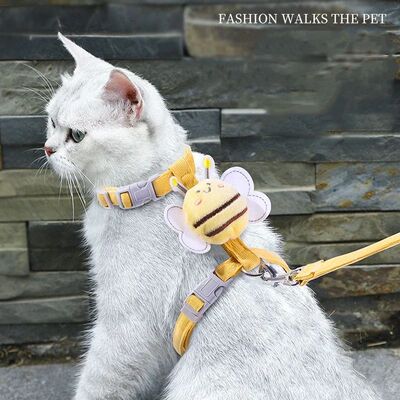 Cat Harness Leash Collar Set Cartoon Bee Double Layer Dog Ha