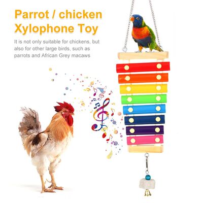 Bird Chicken Xylophone Toy Wooden Suspensible Bird Cage Acce