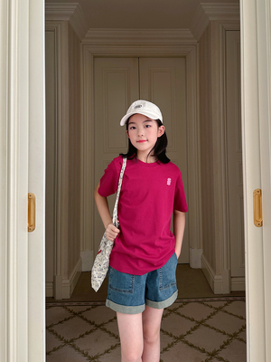 gugumini圆领舒适纯色短袖T恤