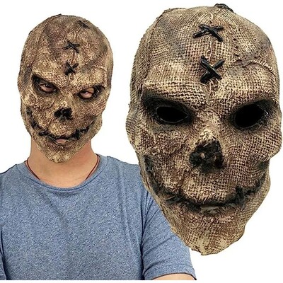 Burlap Evil Skull Mask Deluxe Novelty Halloween Costume Late