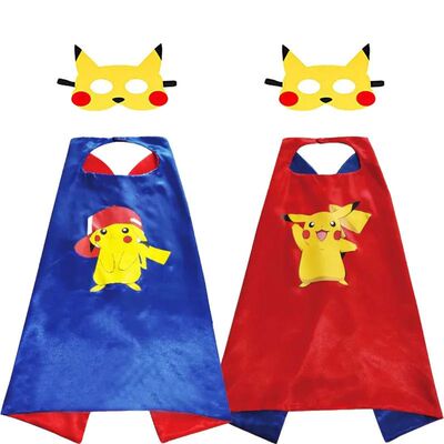 Hot Pokemon Pikachu Halloween Cloak Mask Costumes Kids Capes