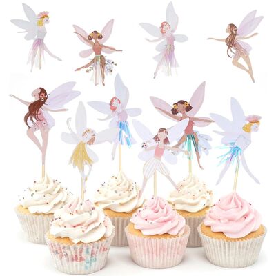 24Pcs Fairy Cupcake Topper Fairy Birthday Party Cake Topper