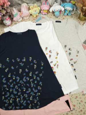 日系棉料不规则拼接短袖长款T恤