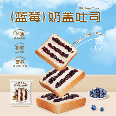 宏途小饿小满足蓝莓奶盖吐司面包
