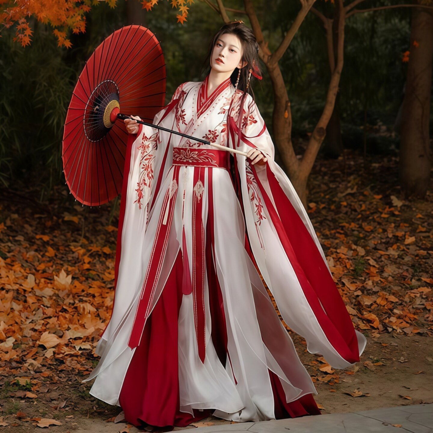 汉服司缘魏晋风重工刺绣钉珠交领大袖衫男女同款仙侠古风影视套装