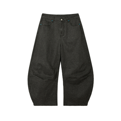 2727WORLD 法老 绿松石撞钉阔腿弯刀牛仔裤阔腿裤美式复古街头