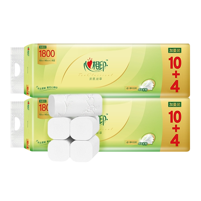 心相印无芯卷纸卫生纸加厚4层压花1800g家用卷筒纸厕所手纸实惠装