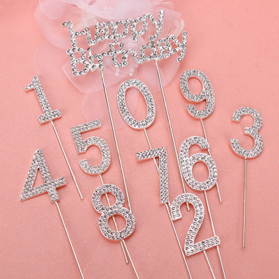 ins风带钻happybirthday字母