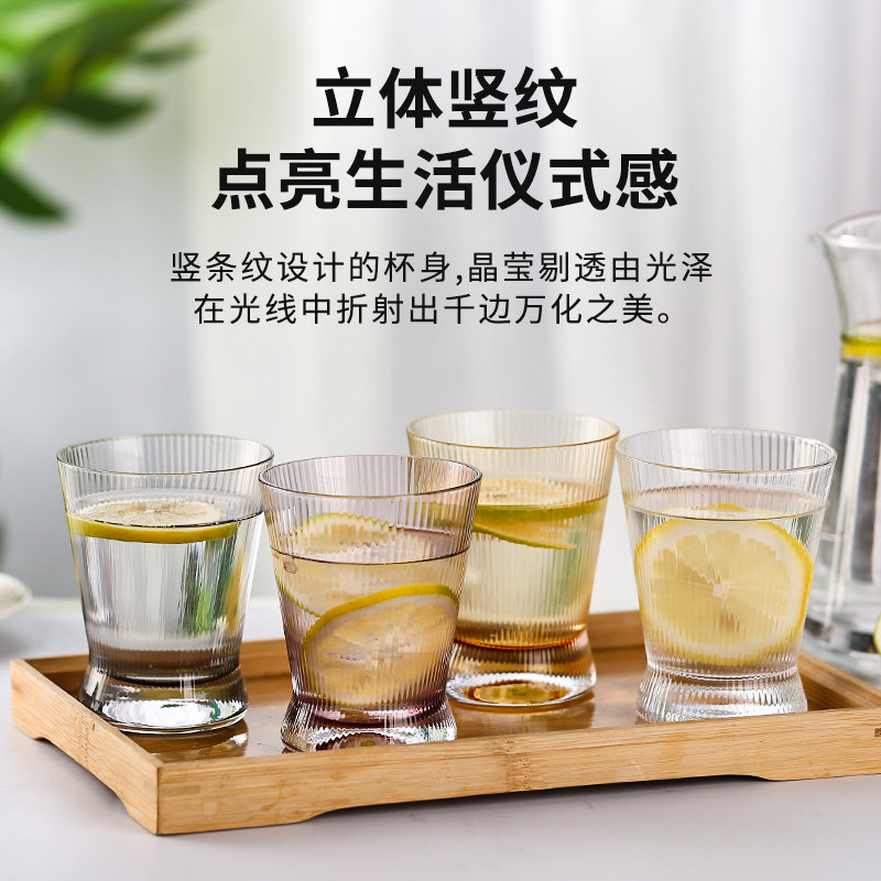 网红喝水杯高颜值水晶玻璃杯家用轻奢果汁杯彩色冷水杯