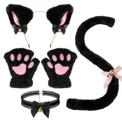 Handmade Cat Ear & Tail Accessory Printed Animal Suit for Da