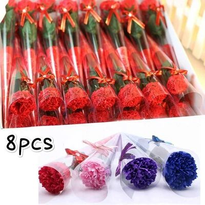 8pcs/lot Artificial Bath Carnation Soap Flowers Mother's Day