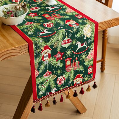 Christmas Table Runner Long Tablecloth Non-slip Insulated Ta