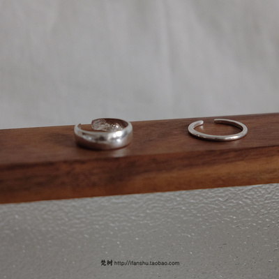 S925纯银手工银素圈小宽尾戒