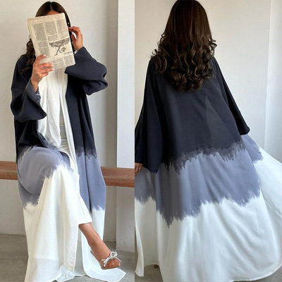 Arab lady cardigan dress 时尚扎染披风夏季新款欧美开衫连衣裙