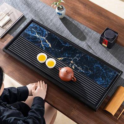 天然高端奢石岩板茶盘中式现代简约石材新中式茶台家用茶托办公室