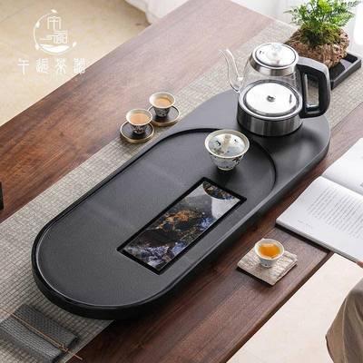 天然乌金石奢石岩板茶盘创意中式客厅智能全自动烧水壶一体式茶台