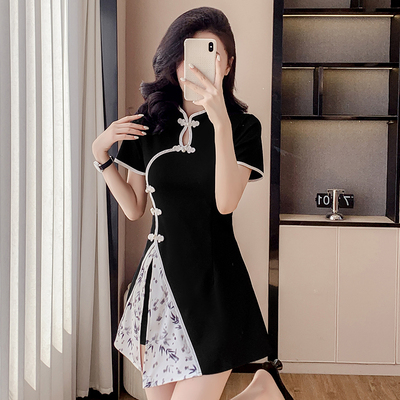 足浴桑拿工作服两件套旗袍短裤小个子改良年轻款高端气质国潮女装