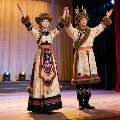 鄂伦春族舞台演出服租赁男女款