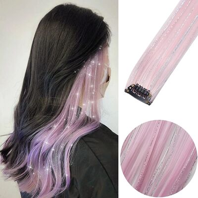 Clip in Colored Hair Extensions Mixed Silver Tels Synthetic
