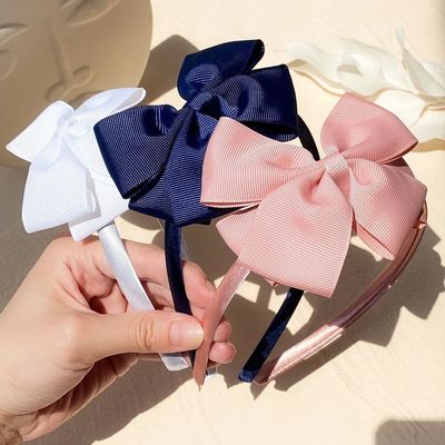 1 Piece Ribbon Handmade Hair Bows Hairbands for Baby Girls 2