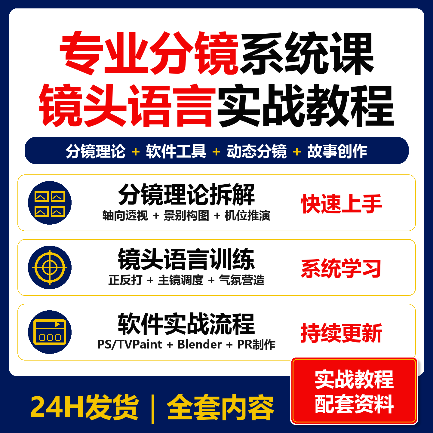 专业分镜系统课 镜头语言构图机位透视PSBlender动态分镜实战