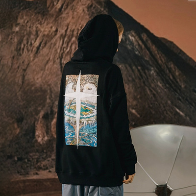 GRKC休闲十字星帽衫卫衣油画