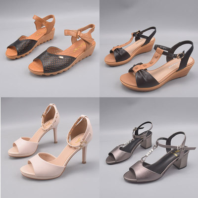 中跟高跟露址女士凉鞋