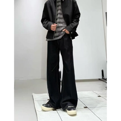 MKSN 莫狂少年不褪色cleanfit后口袋仿马毛原色牛仔裤男 微喇显瘦