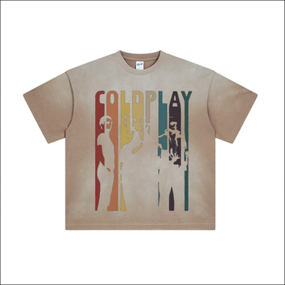 酷玩乐队周边做旧短袖美式嘻哈