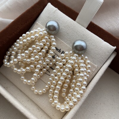 新款正圆强光珍珠银针耳钉简约秋冬季夸张耳环轻奢高级感新品耳饰