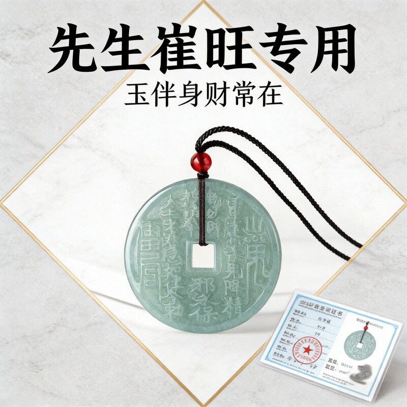 山鬼翡翠吊坠男女款双面雕刻新中式玉石项链挂件吉时亲开2026限定