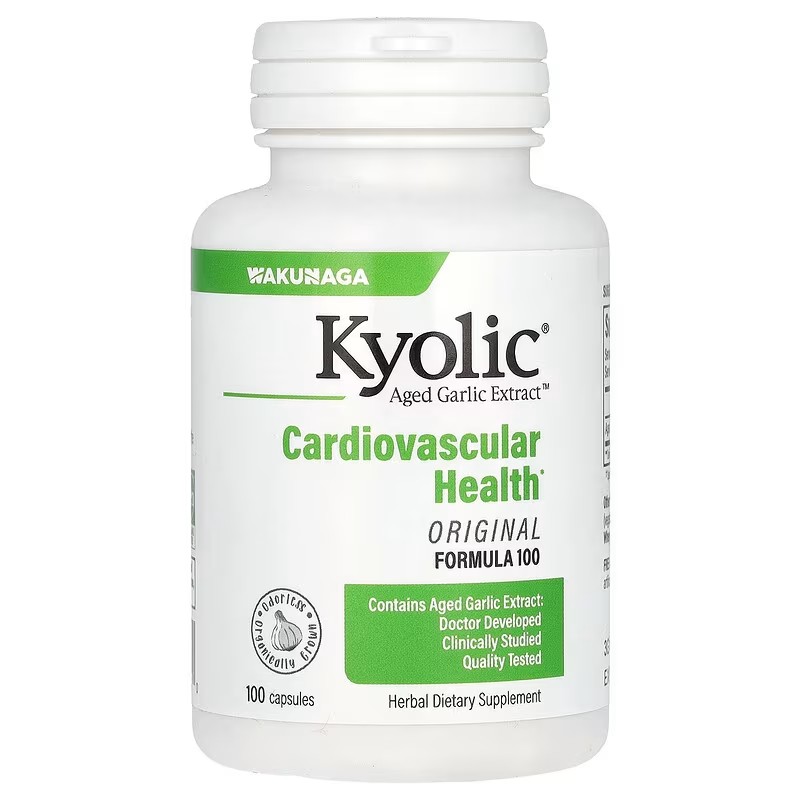 Kyolic 陈蒜提取物心脏和心血管健康100粒胶囊无异味舒缓胃不适炎