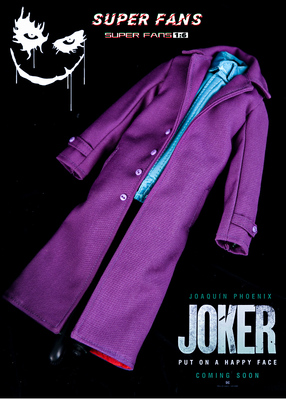 SUPER FANS 1:6兵人小丑 JOKER蝙蝠侠 黑暗骑士紫大衣可摆造型