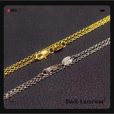 Black Luxurious电镀22K18K白黄金色刻字2MM珍珠O型项链配链