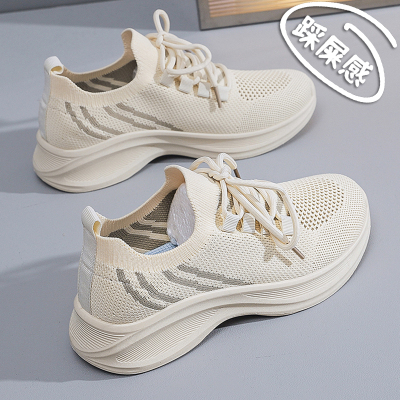 妈妈运动鞋春软底轻便中老年鞋女系带网面透气健步休闲鞋20323e