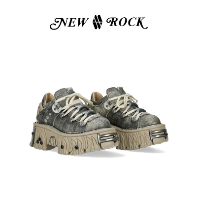 NEWROCK做旧复古厚底鞋