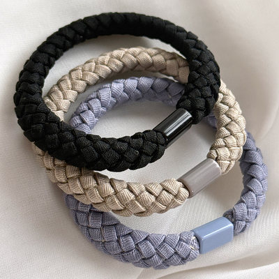 高品质编制粗款高弹简约情侣头绳
