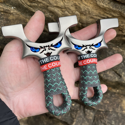 新款加厚630不锈钢四代龙齿恶魔扁皮弹弓8020 9025户外强力竞技弓