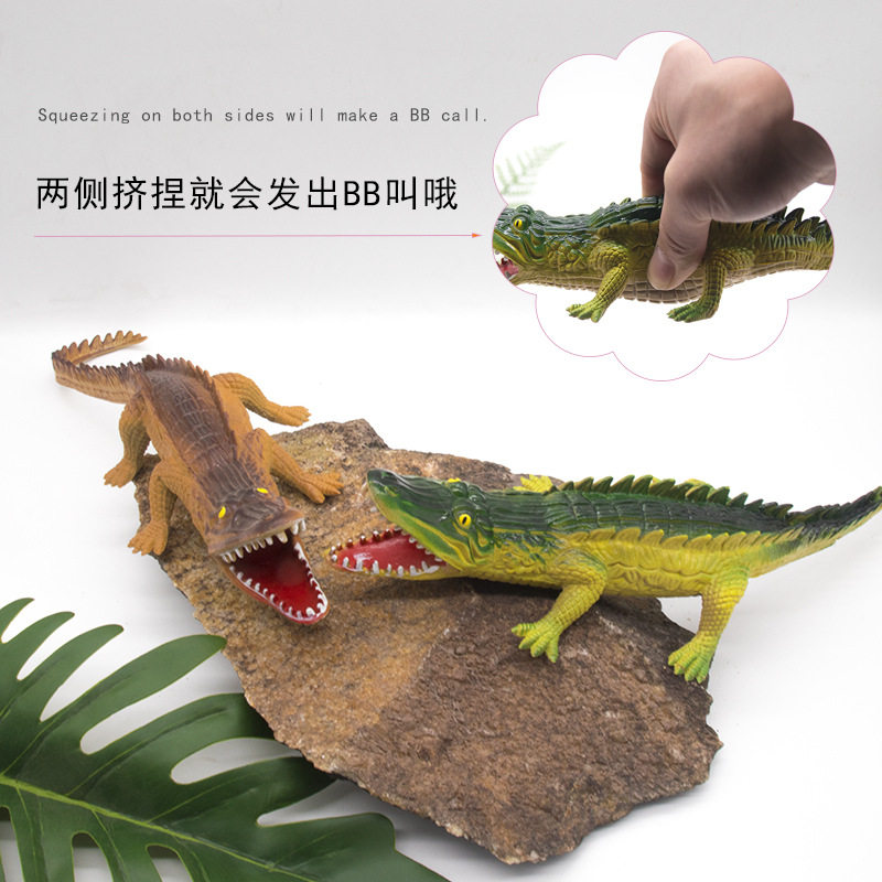 仿真鳄鱼玩具 发声尼罗鳄模型 搪胶小鳄鱼整蛊发泄发声鳄鱼小玩具
