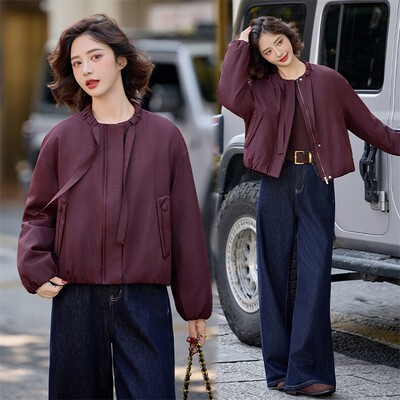 休闲风系带羽绒服女短款2026冬季白鸭绒保暖外套小个子2026新款2