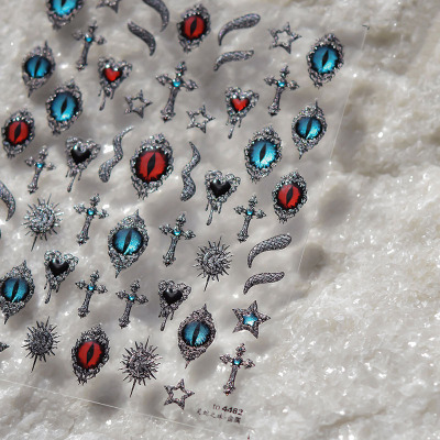 十字蛇眼美甲贴纸tomoni浮雕装饰