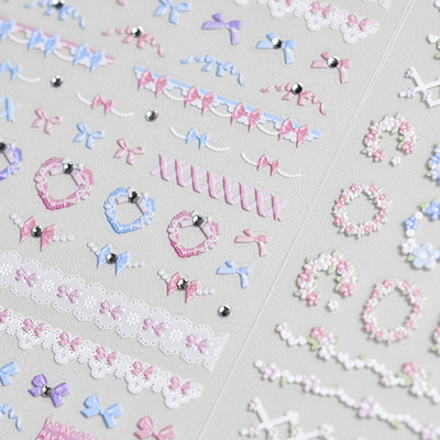 晶钻蝴蝶结小花朵美甲贴纸tomoni