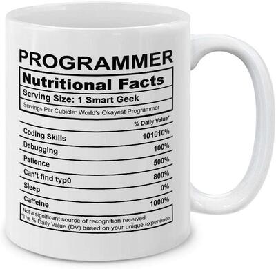 ins网红美式创意Programmer Nutritional Facts陶瓷咖啡马克杯