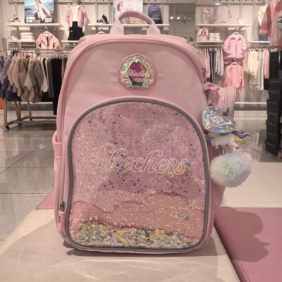 斯凯奇女童书包2026春季新品轻便护脊亮片洋气双肩背包L324G072