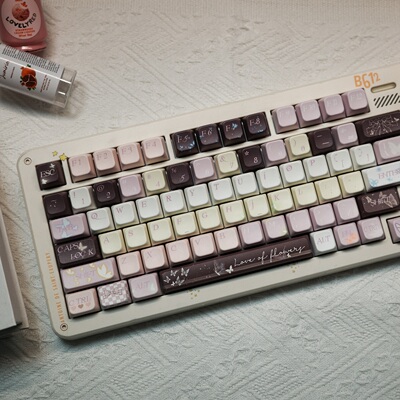 蝴蝶印记键帽MDA高度PBT热升华紫色可爱女生风键帽atk68Wooting75