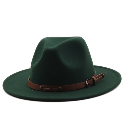 民族风藏族欧美时尚休闲男女秋冬新款黑色软毛呢礼帽爵士帽子